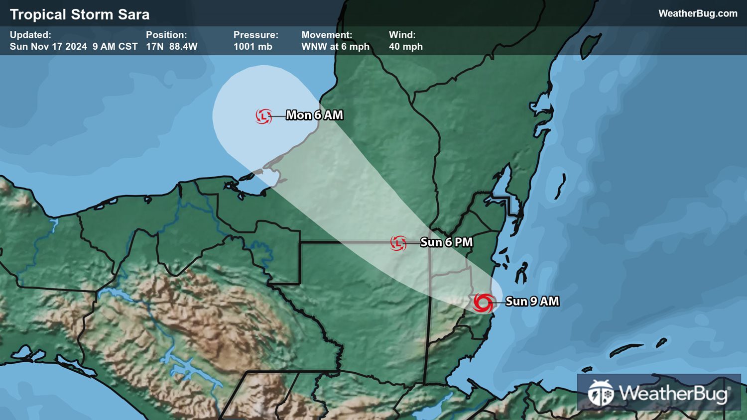 Tropical Storm Sara Makes Belize Landfall | WeatherBug | WeatherBug